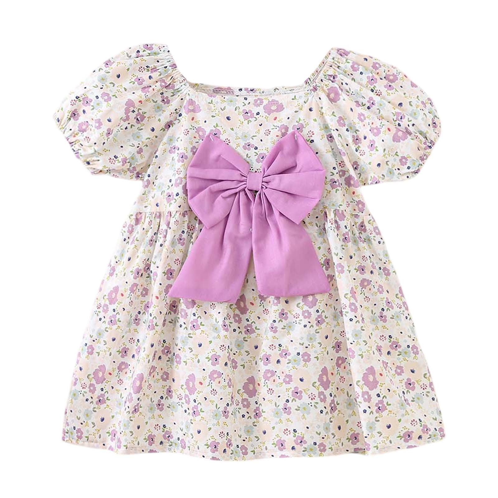 Big Girls Dresses Summer Short Sleeve With Oversized Floral Print ...
