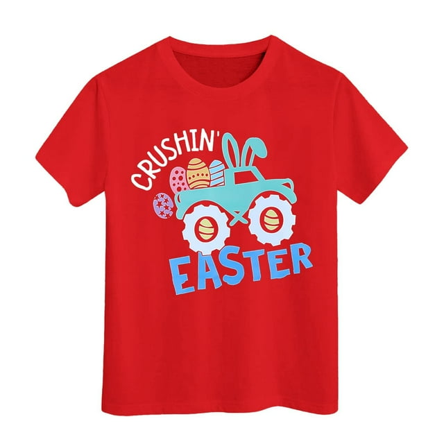 Big Girls Easter T-Shirt Casual Print Round Neck Loose Short Sleeve T ...