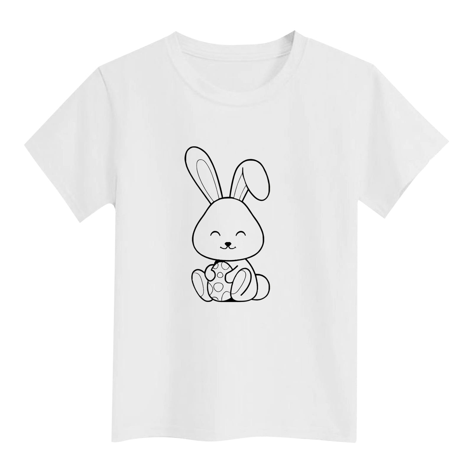 Big Girls Easter T-Shirt Cute Bunny & Diy Graphic Print Short Sleeve ...