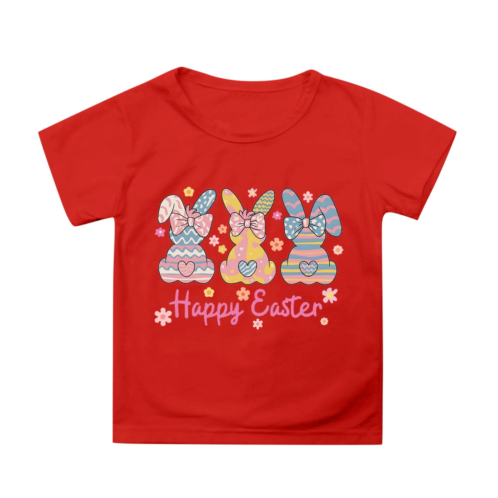 Big Girls Easter T-Shirt Print Loose Casual Short Sleeve Top For Kids ...