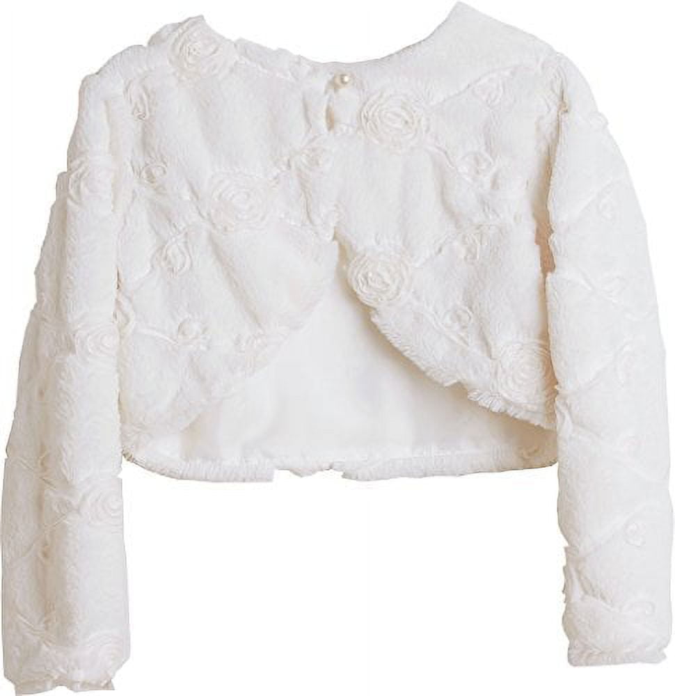 Big Girls' Faux Fur Rose Design Flower Girl Bolero Sweater Jacket Cover ...
