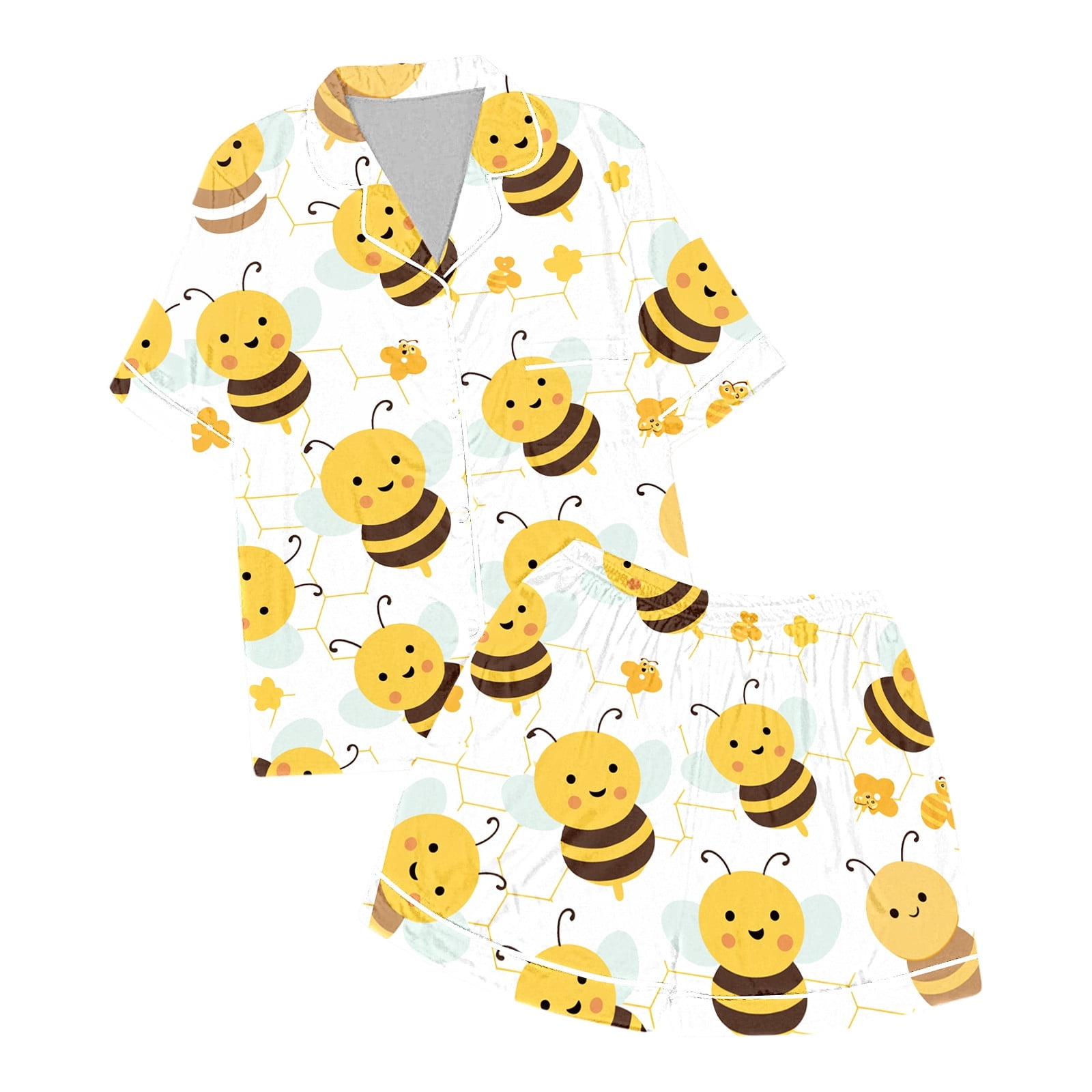 Big Girls Girls' Festival Printed Silk Imitation Pajama Short Sleeve ...