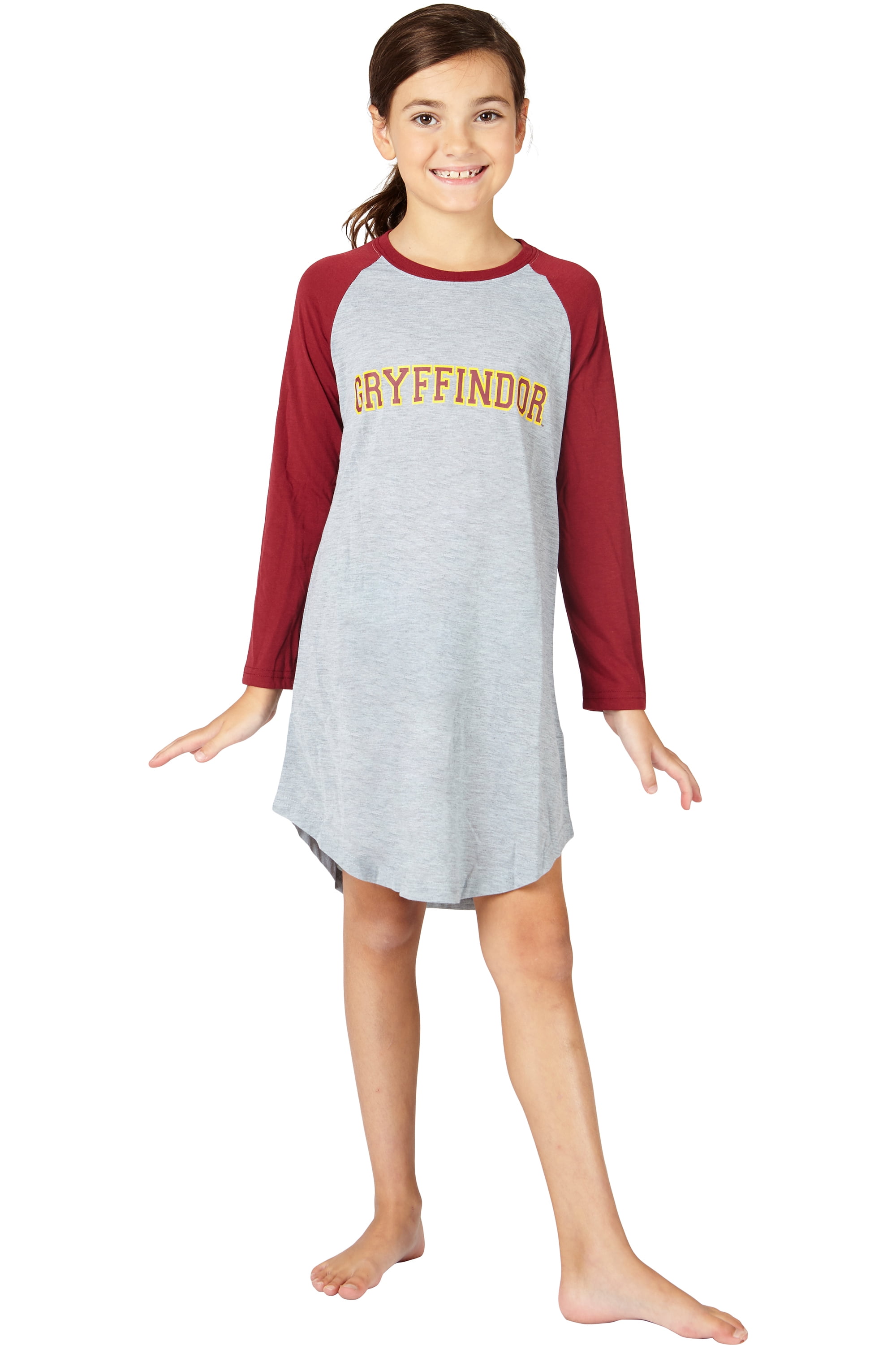 Harry Potter Nightgown Girls' Hogwarts House Long Sleeve Raglan Pajama ...