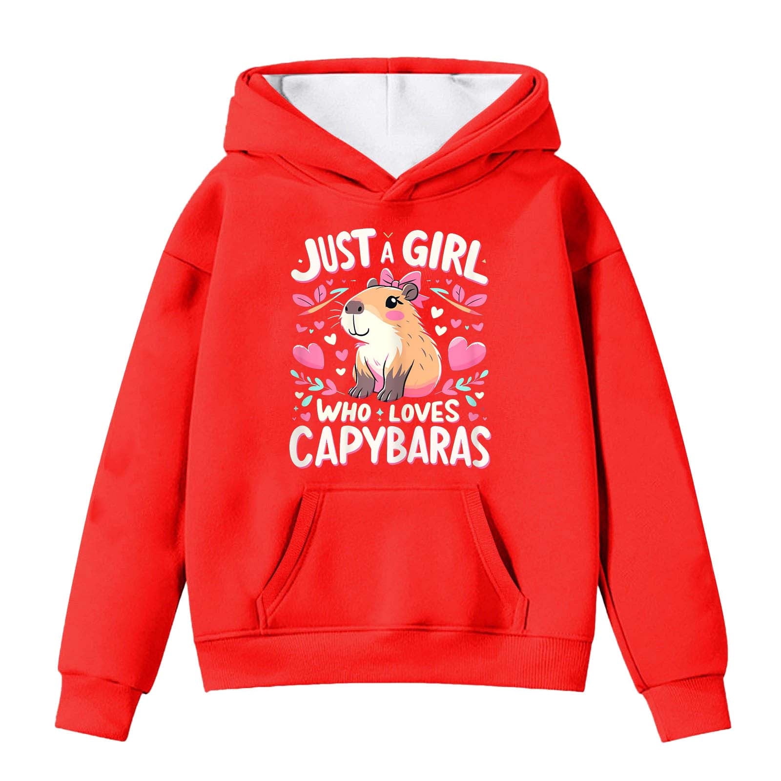 Big Girls Hoodies Sweatshirts Girls Printed Hoodie Capybara Graphic ...