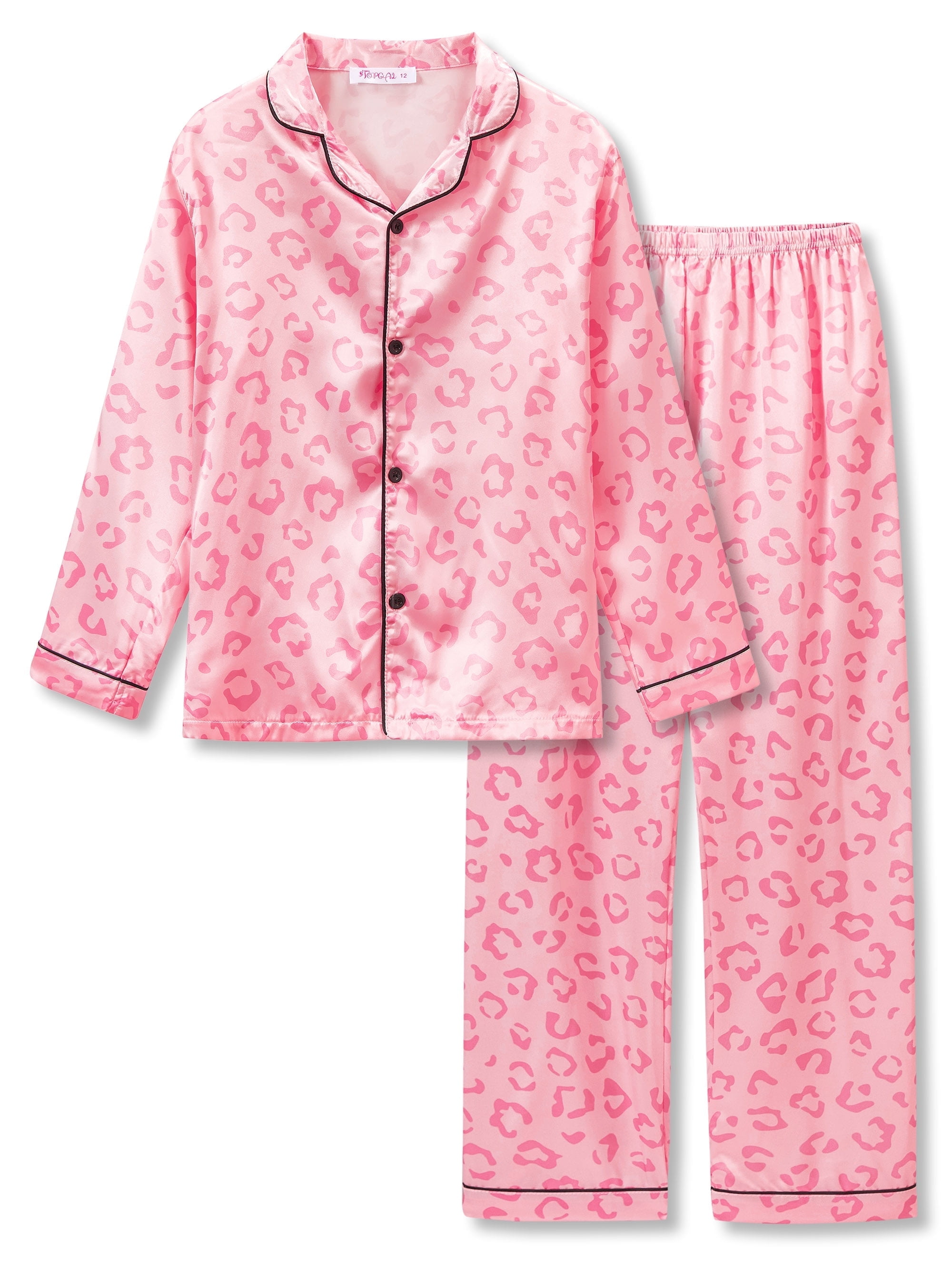 Big Girls Jammies Size 10 – Lovely Pink Leopard Long Sleeve & Pants ...