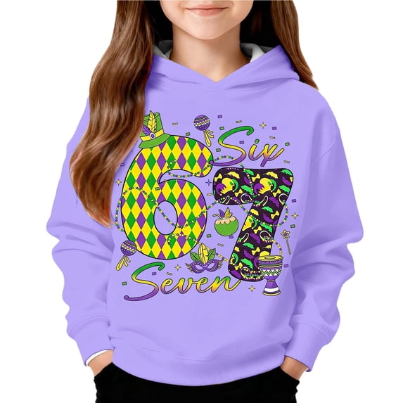 Big Girls Kids Carnival Print Hooded Sweatshirt Boys Fashion Graphic ...