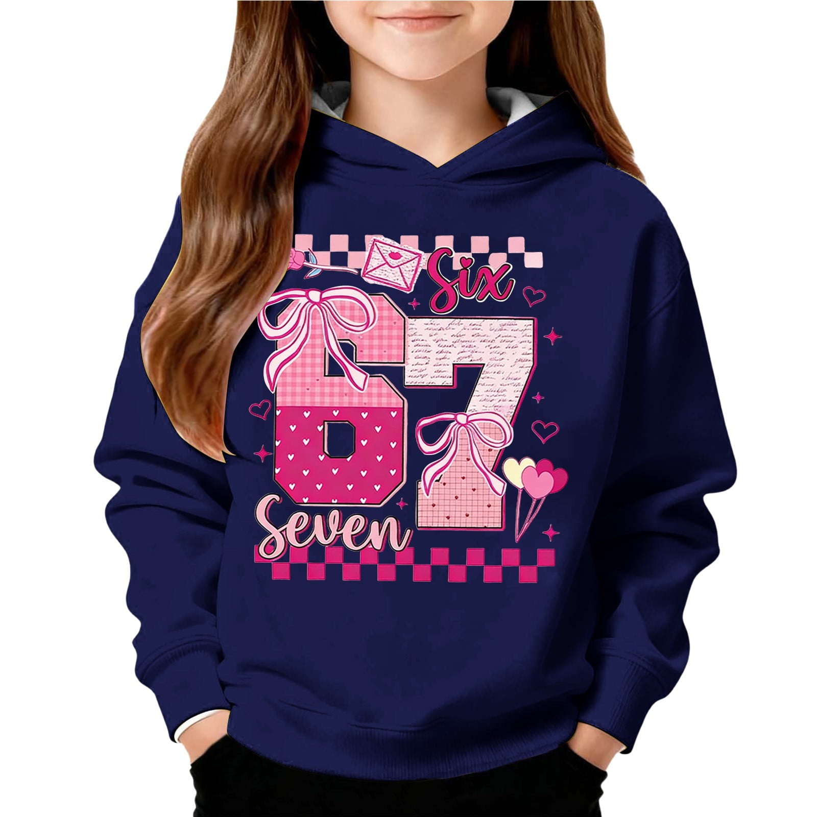 Big Girls Kids Unisex Valentine'S Day Graphic Print Pullover Hoodie ...