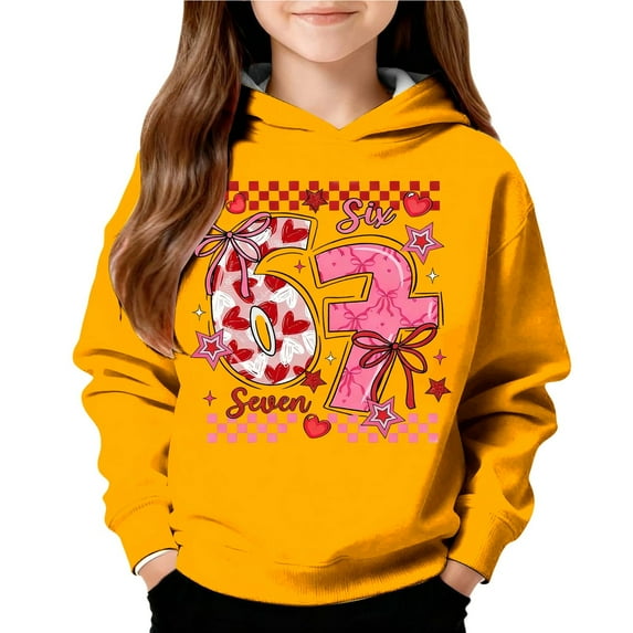Big Girls Kids Valentine'S Day Graphic Print Hooded Sweatshirt Boys ...
