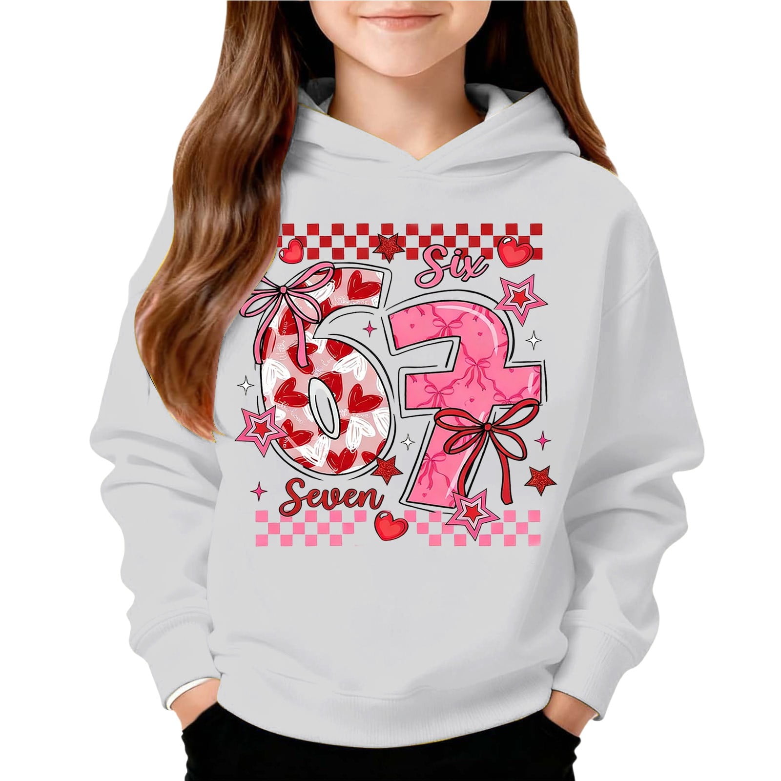 Big Girls Kids Valentine'S Day Graphic Print Hooded Sweatshirt Boys ...