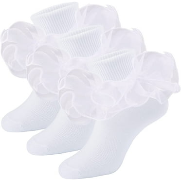 Comfy Large Girls' Ruffled Dress Socks - 3 Pairs - Walmart.com