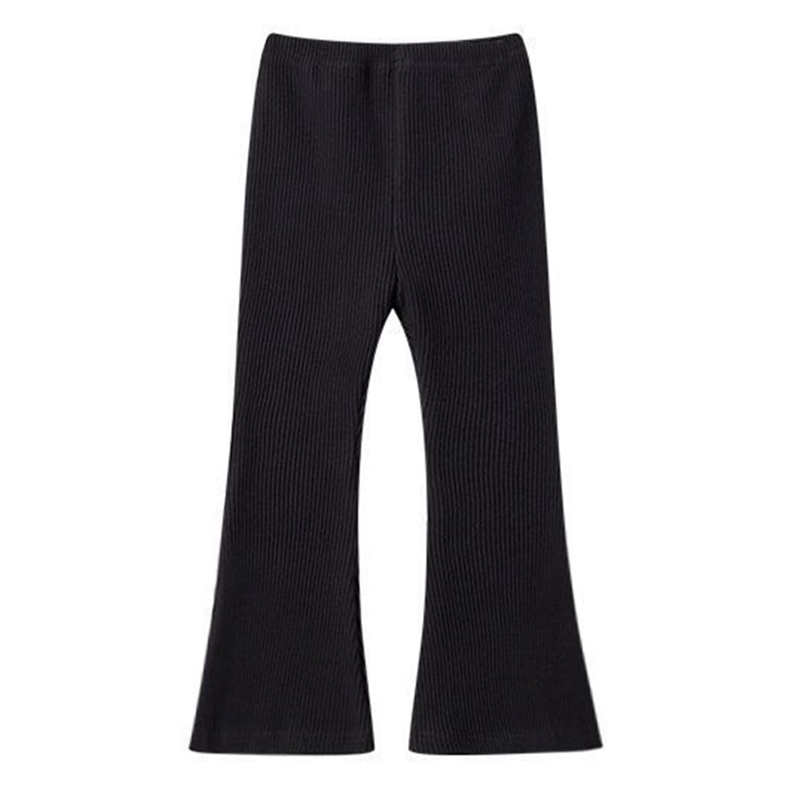 Big Girls Leggings Micro Flare Pants Girls Stretch Outer Layer Black ...