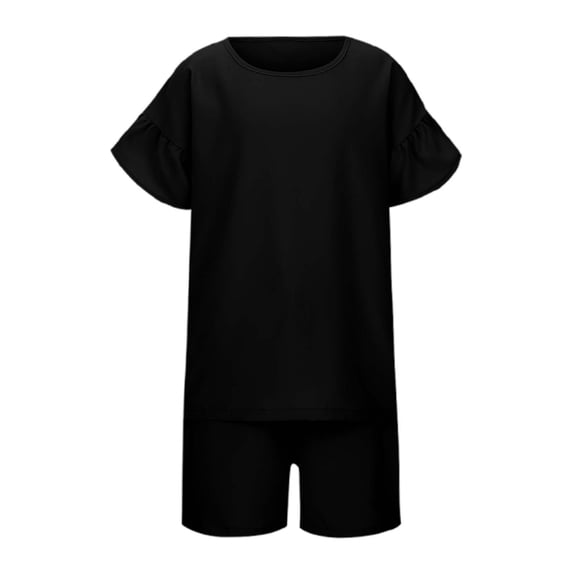 Big Girls Matching Sets Casual Round Neck Short Sleeve Top And Shorts ...