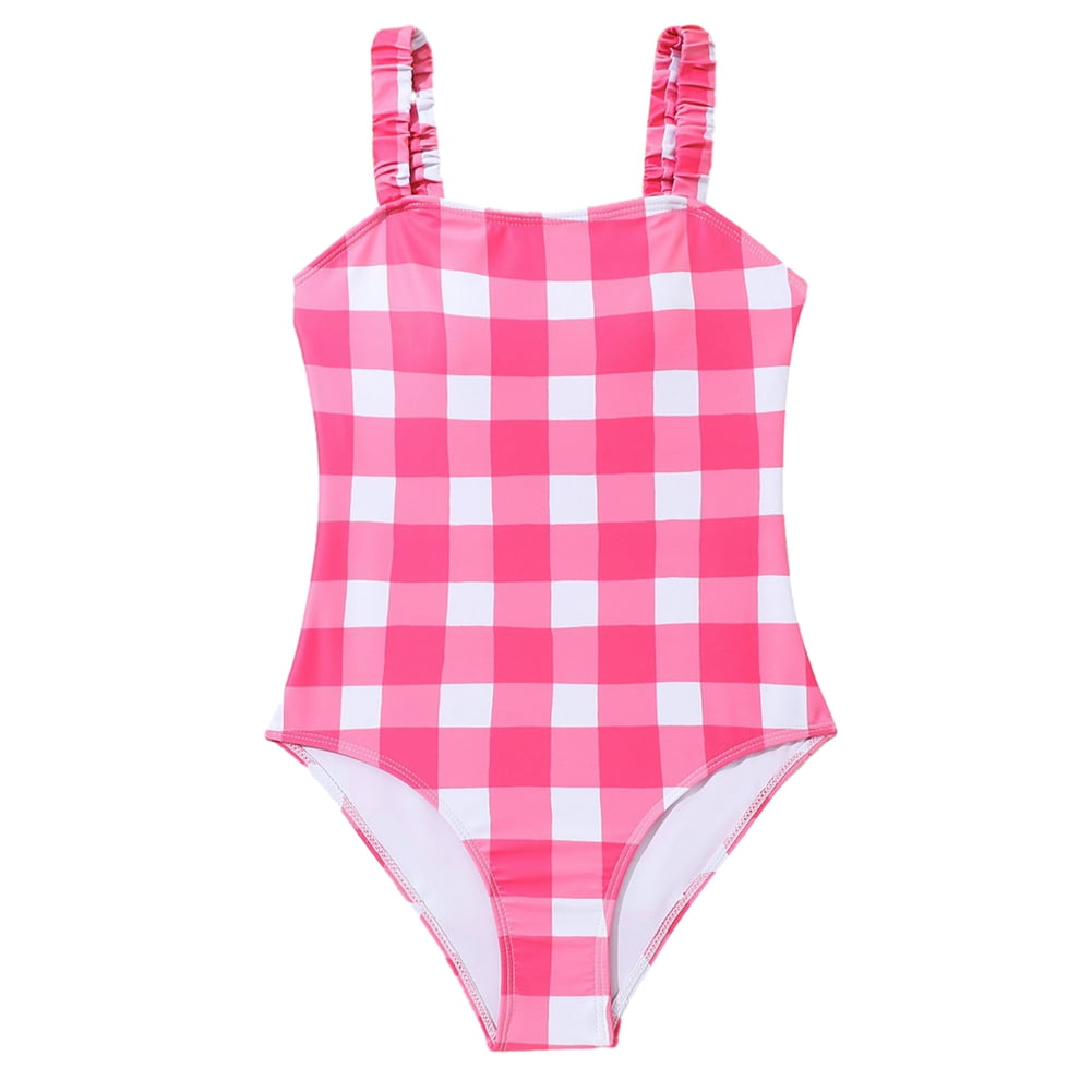 Big Girls One Piece Swimsuits Plaid Bathing Suits for Kids Teen ...