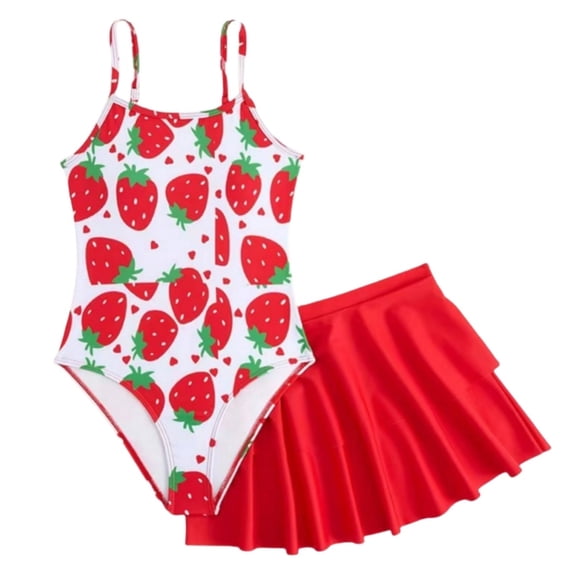 Big Girls One Pieces Swimsuit Set With Skirts Sleeveless Two Piece Set ...