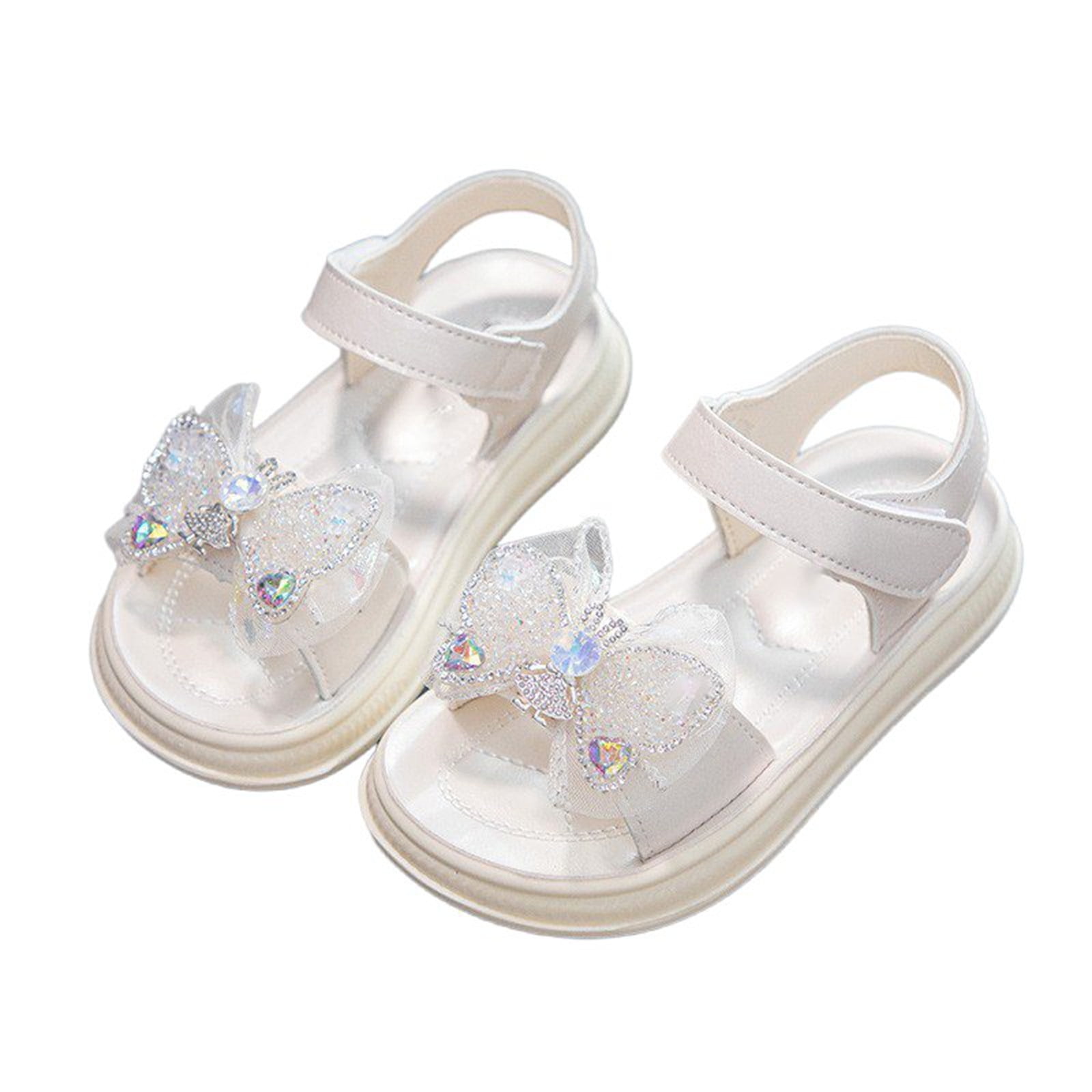 Big Girls Open Toed Sandals Summer 2025 New Cute Rhinestone Beach Shoes ...