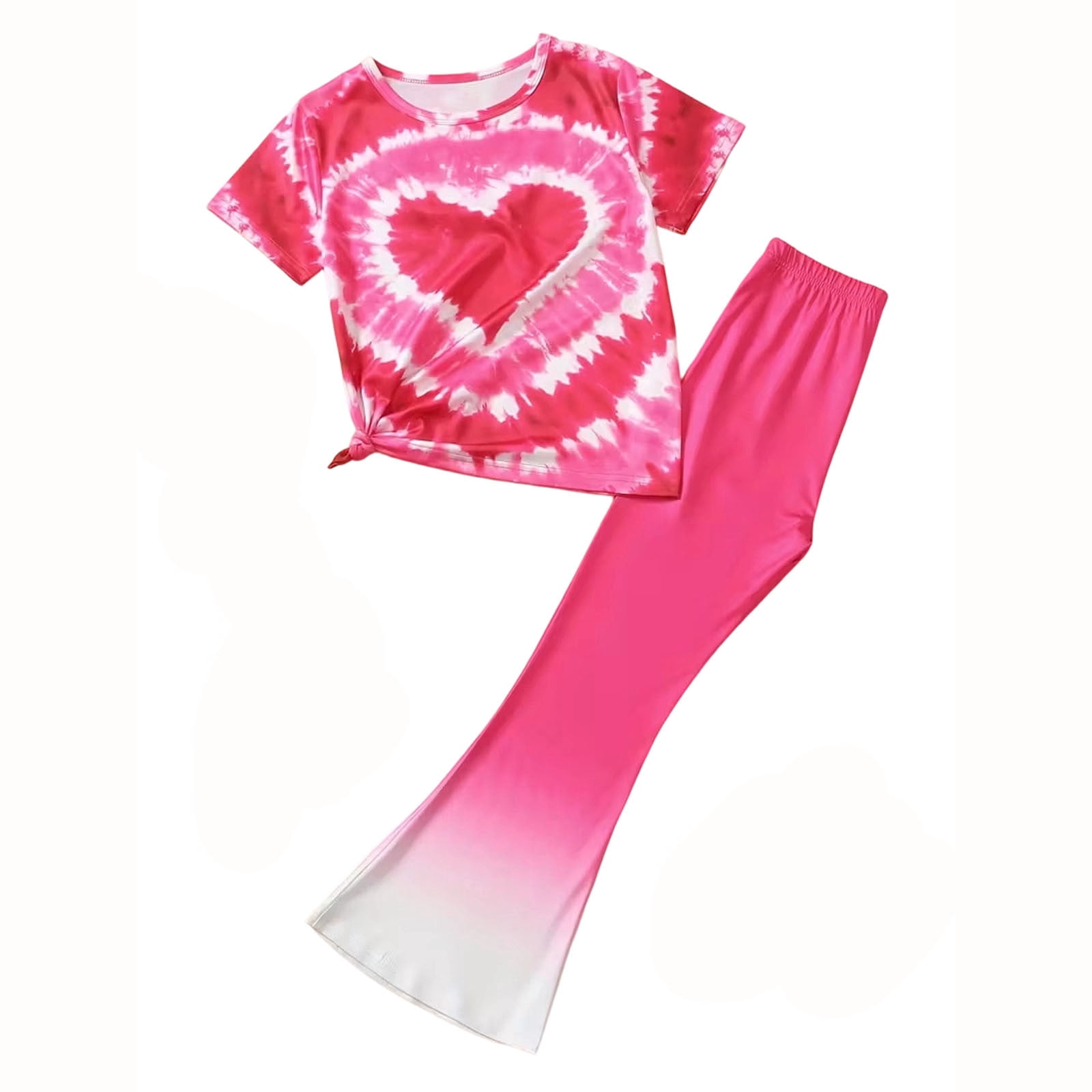 Big Girls Outfit Flare Pants Fashion Short Sleeve Top And Bottom ...