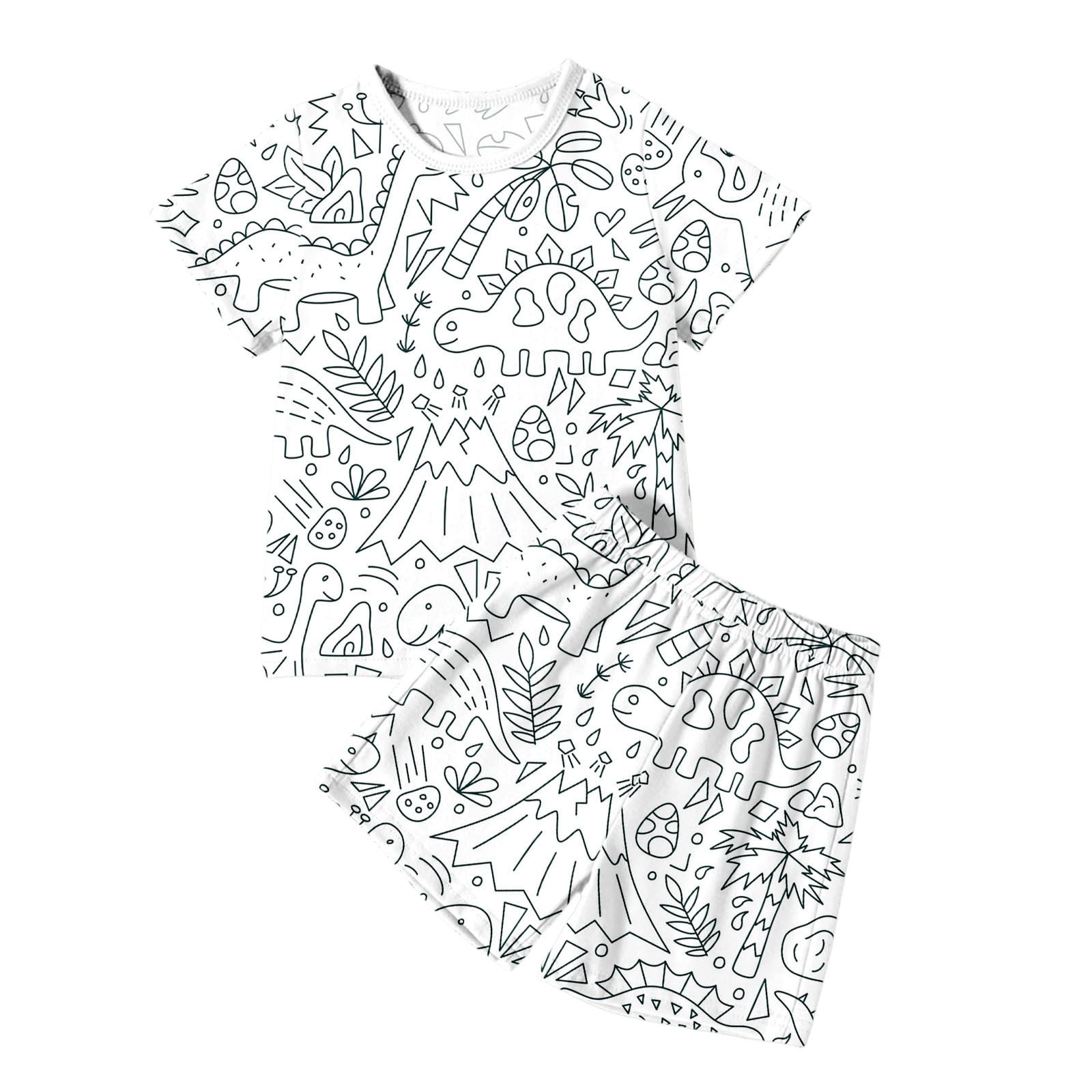 Big Girls Outfits Kids Diy Hand Painted Homewear Short Sleeve T Shirt ...