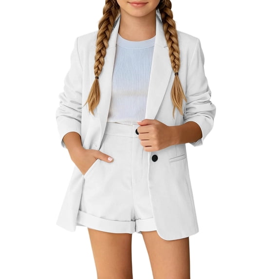 Big Girls Outfits Set Outfit Set Girls Button Front Blazer Match Short ...