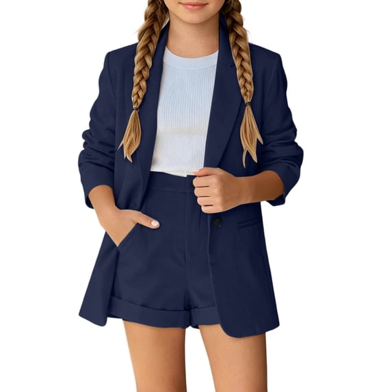 Big Girls Outfits Set Outfit Set Girls Button Front Blazer Match Short ...