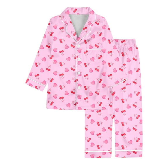 Big Girls Outfits Valentines Day Cartoon Print Silk Like Long Sleeve ...