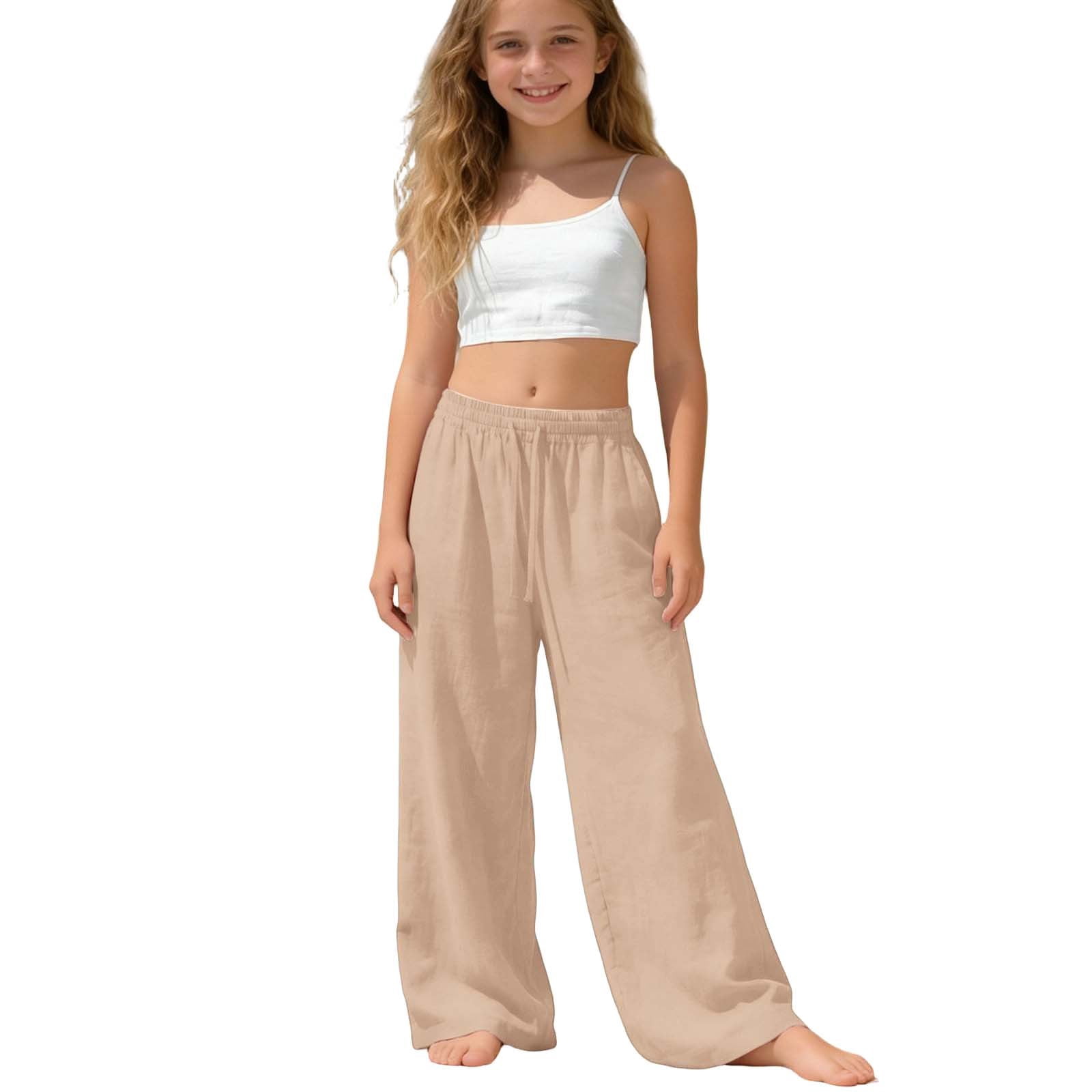 Big Girls Pants Daily Casual Pants Girls Soft Fabric Elastic Waist ...