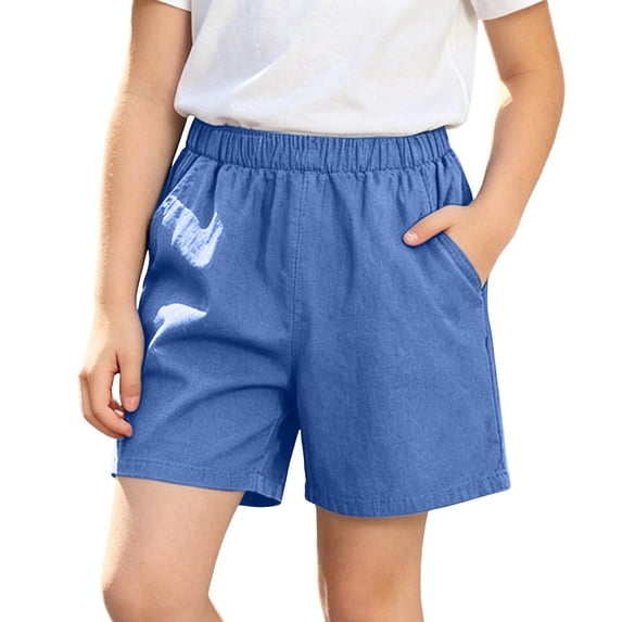 Big Girls Pull on Denim Shorts, Stretchy Jeans Shorts Casual Loose ...