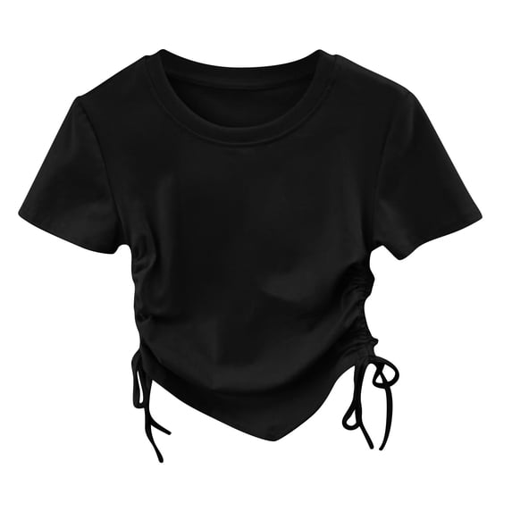 Big Girls Shirts Solid With Irregular Short Sleeve For Lightweight ...