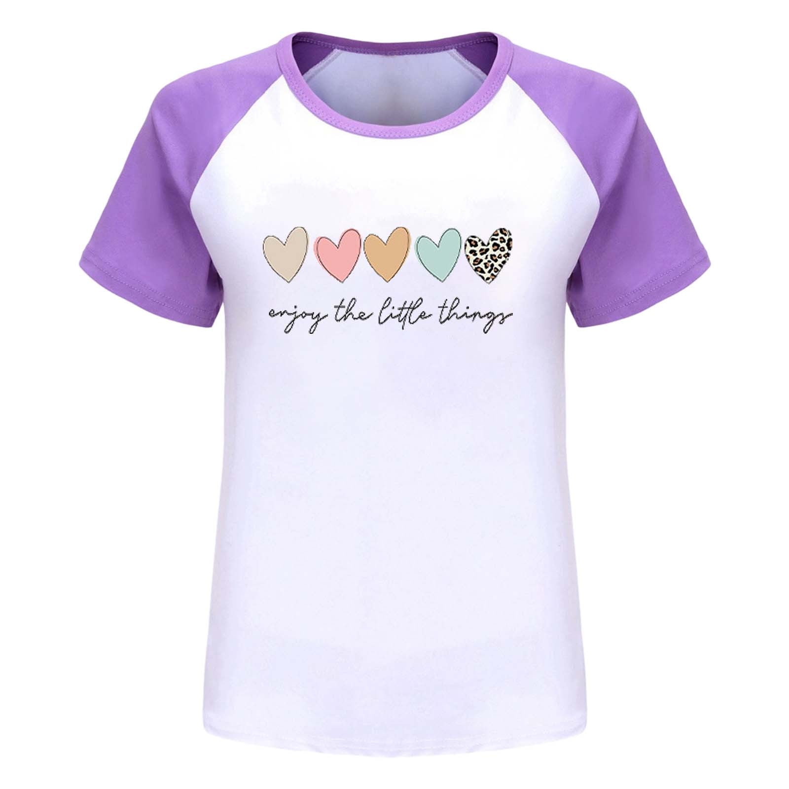 Big Girls Short Sleeve Tops Casual Graphic Tees Kids Summer Shirts Soft ...