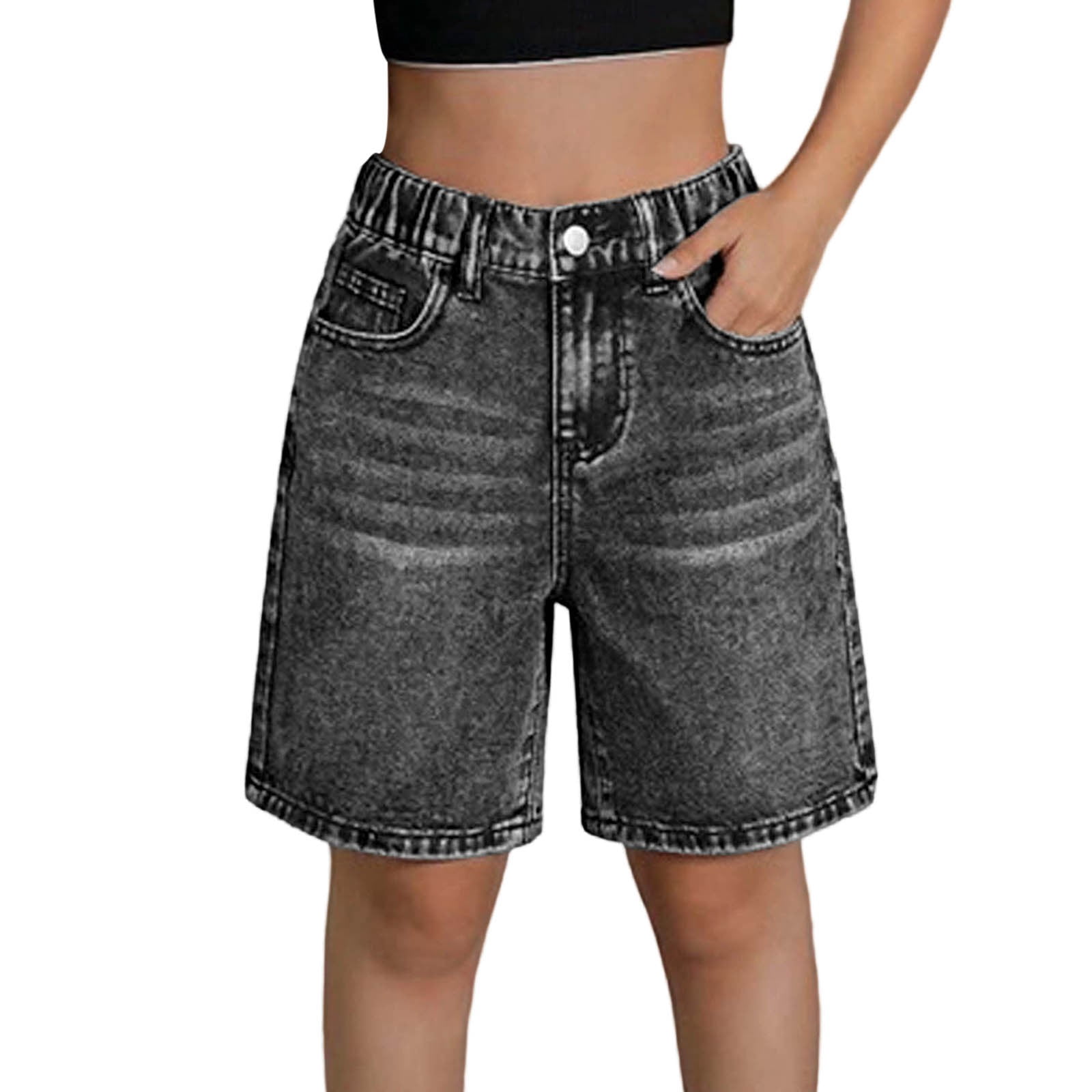 Big Girls Shorts Girls Denim Capris High Waist Five Pocket Bottoms ...