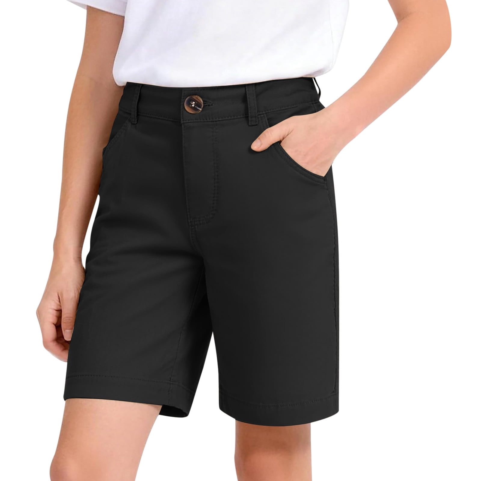 Big Girls Shorts Kids School Shorts Pocketed Basic Bottoms Functional ...