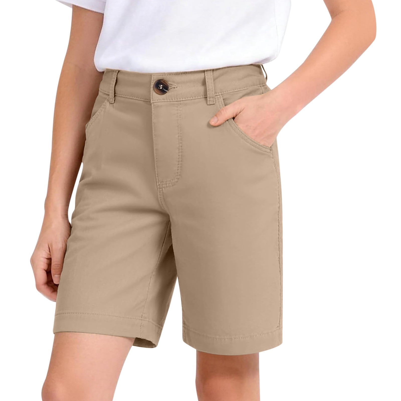 Big Girls Shorts Kids School Shorts Pocketed Basic Bottoms Functional ...