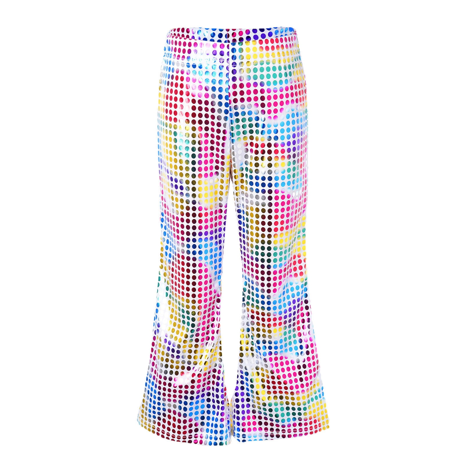 Big Girls Sparkly Sequins Dance Pants Wide Leg Bell Bottoms Flared ...