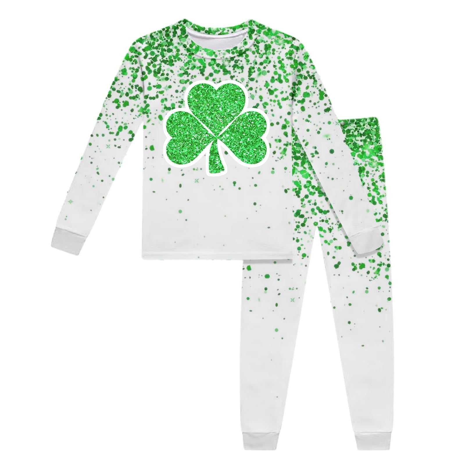 Big Girls St Patricks Day Pajamas Funny Shamrock Trendy Long Sleeve ...