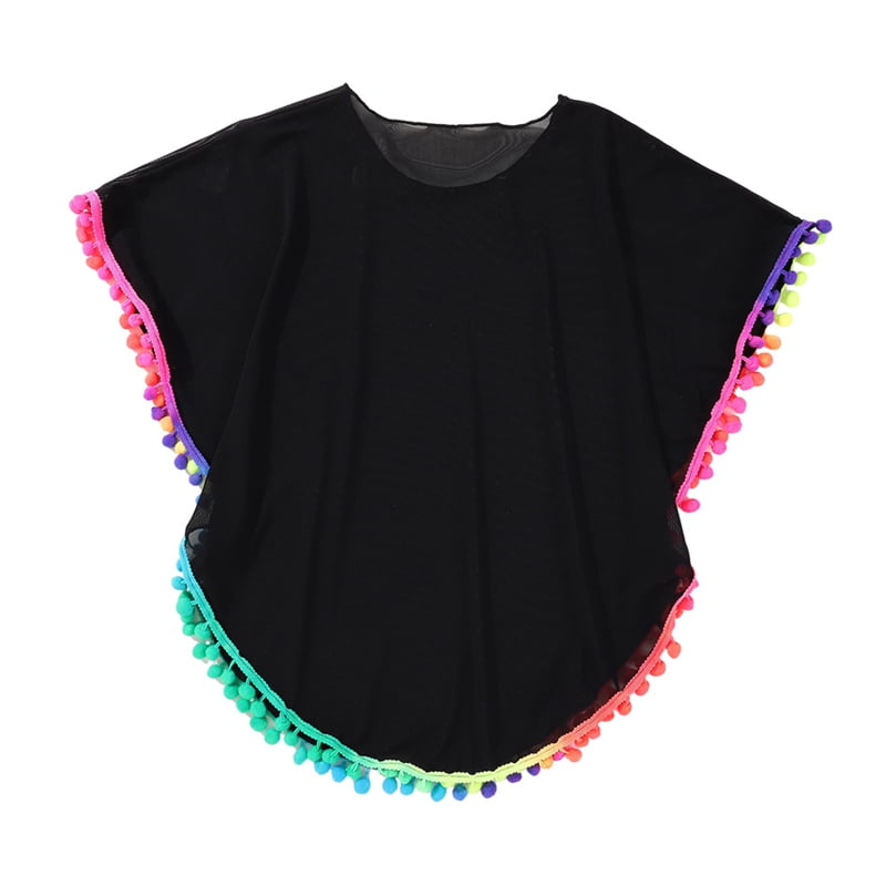 Big Girls Summer Beach Coverups Pompom Trim Swimwear Bikini Cover Up ...