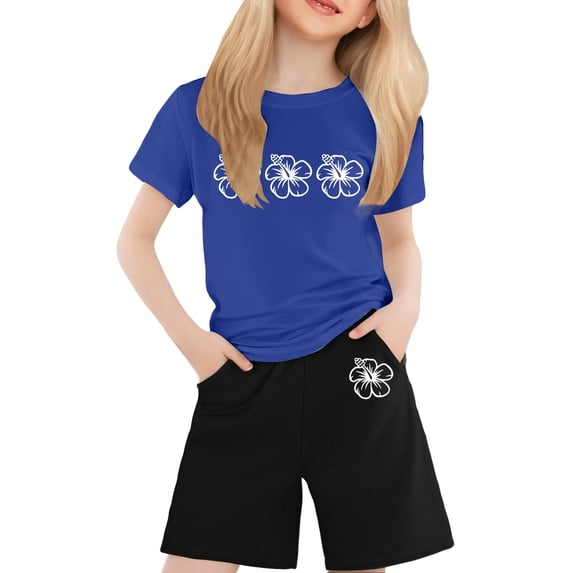 Big Girls Summer Clothes Set Child Sweatsuits Ocean Graphic Pullover ...