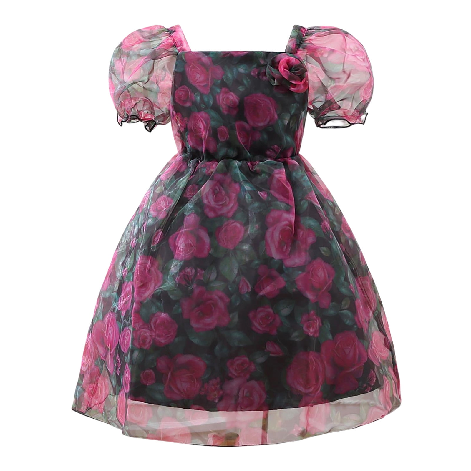 Big Girls Summer Dresses Floral Print Mesh Sleeve Casual Beach School ...