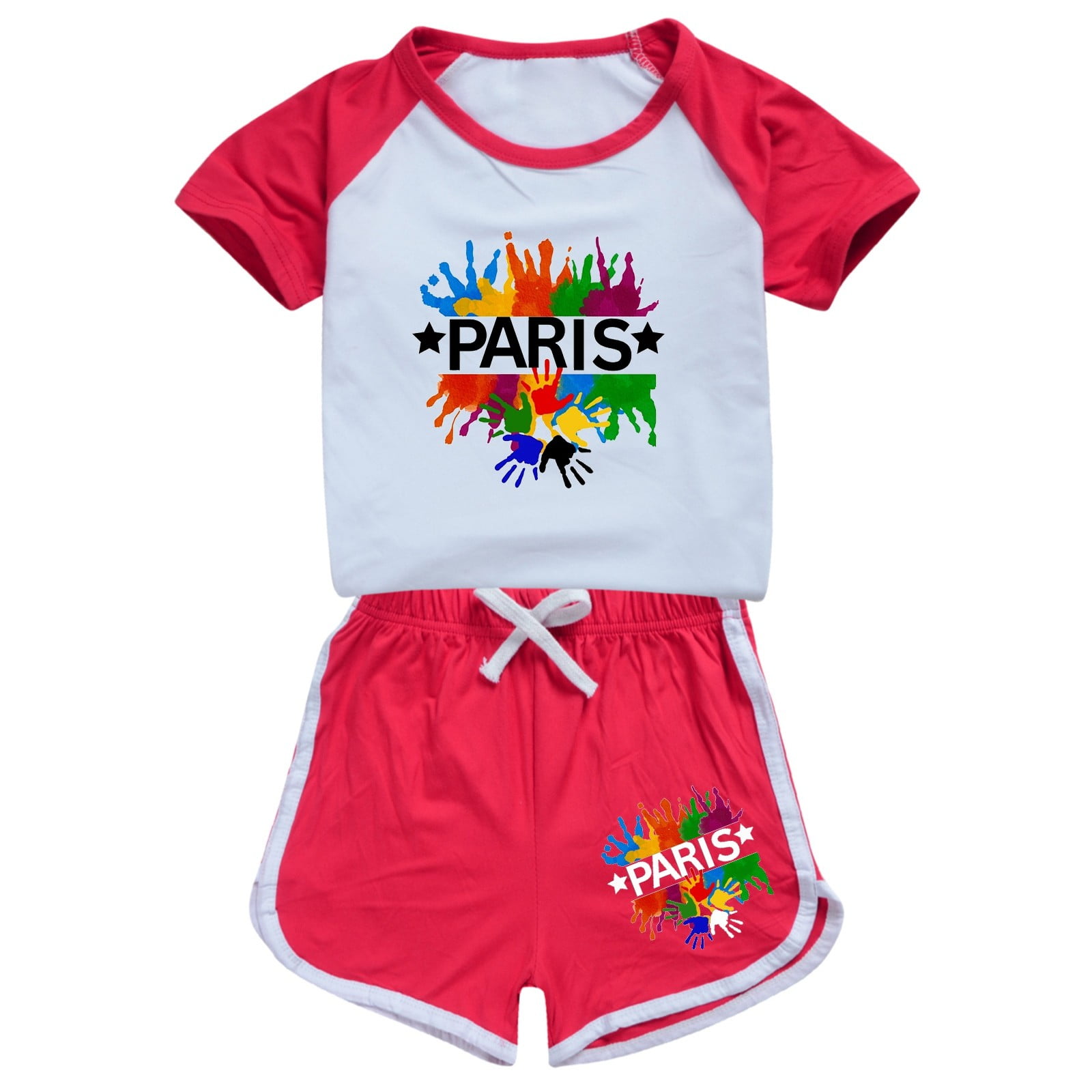 Big Girls Summer Outfit Sets Kid Boys Soft Short Sleeve T Shirt Top ...