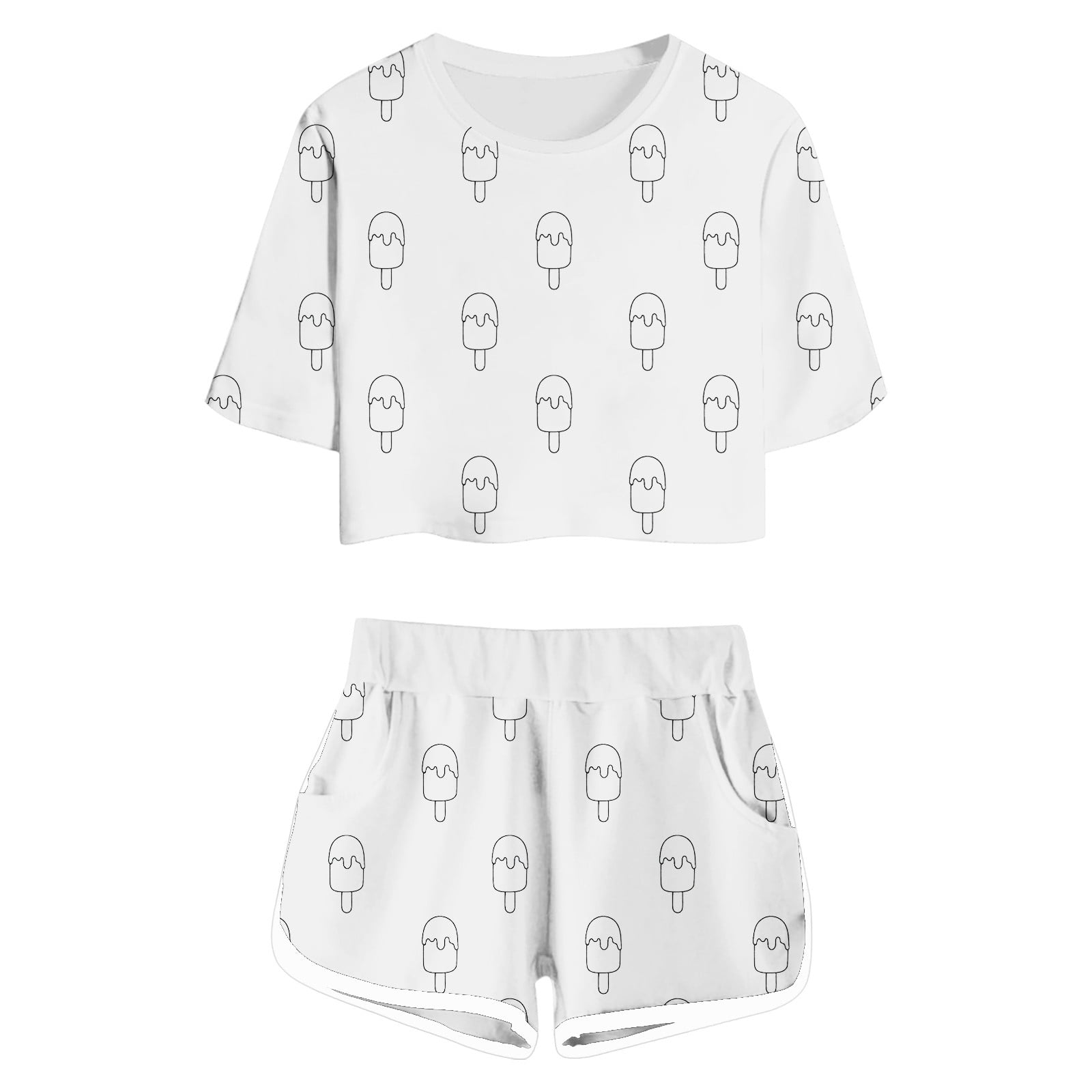 Big Girls Summer Outfits And Children DIY Ice Printing Cute Sleepwear ...
