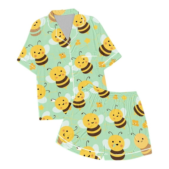 Big Girls Summer Outfits Festival Printed Silk Imitation Pajama Short ...