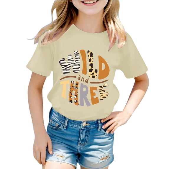 Big Girls Summer Shirts Fashionable Letter Round Neck Short Sleeved ...
