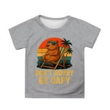 Big Girls Summer T Shirts Cute Capybara Print Short Sleeve Comfortable ...