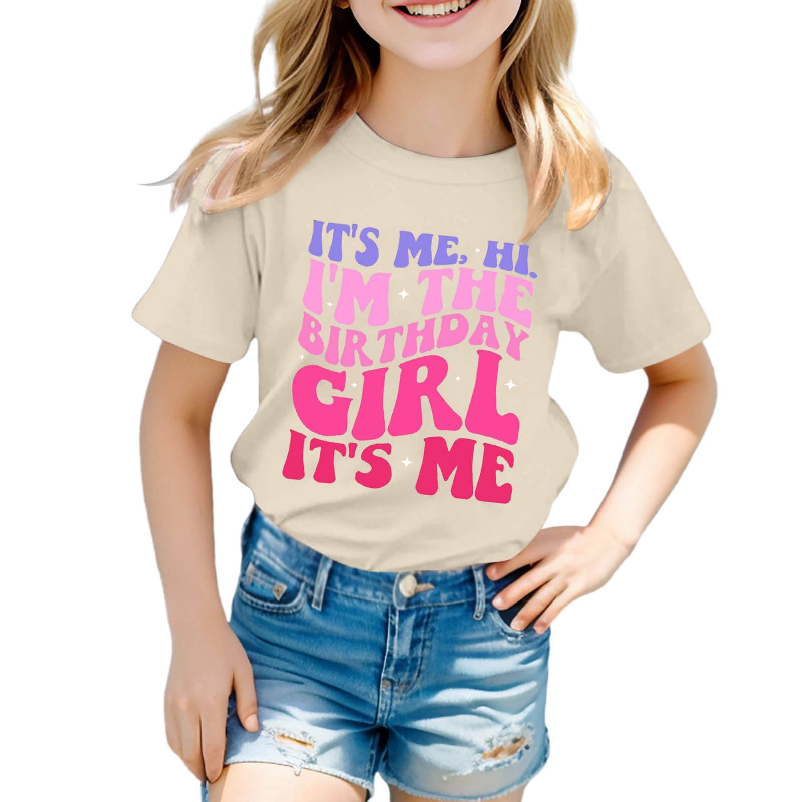 Big Girls Summer T Shirts Fashion Letter Print Short Sleeve Round Neck ...