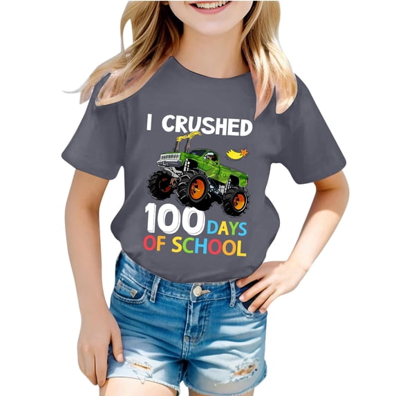 Big Girls Summer T Shirts Fashionable Letter Round Neck Short Sleeved ...