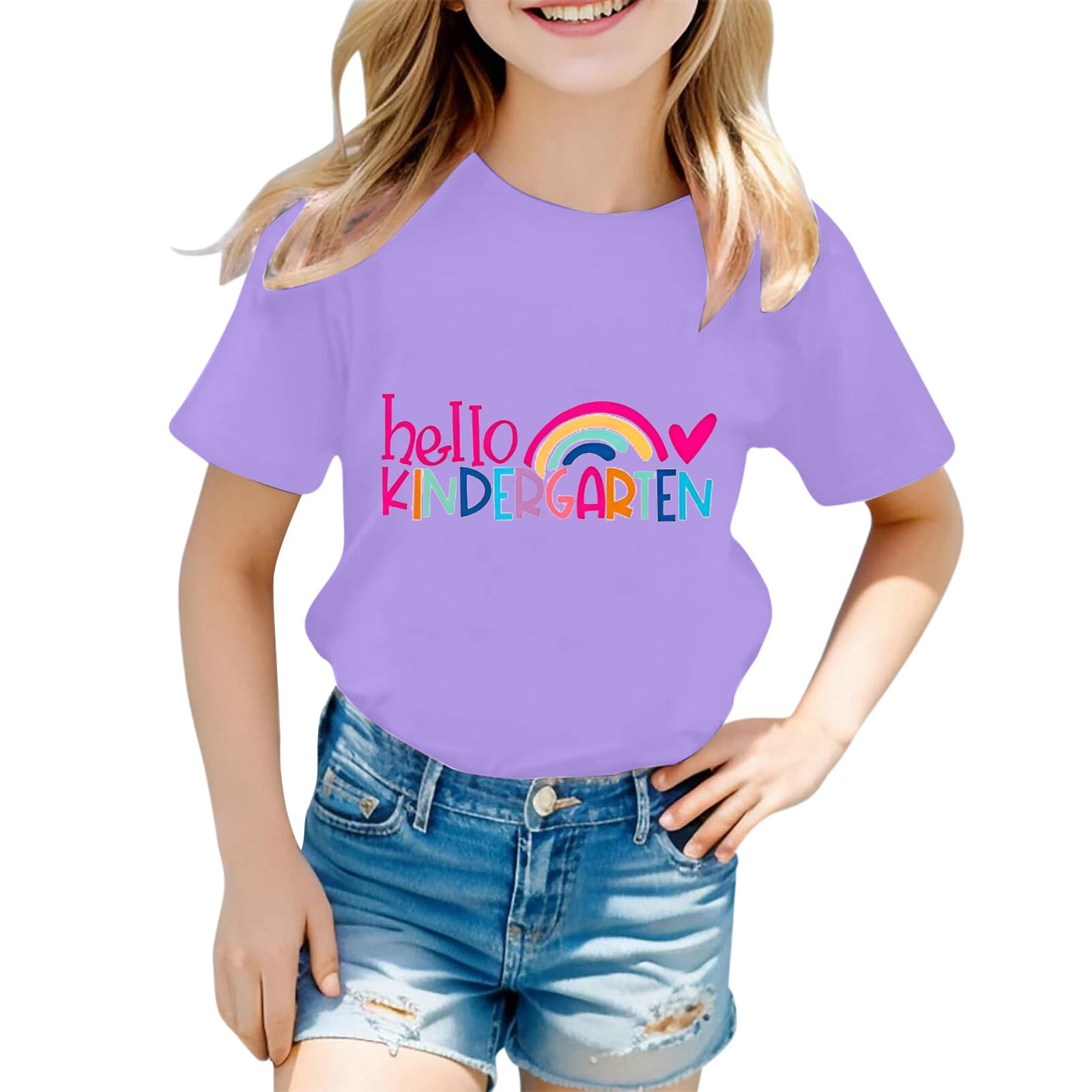 Big Girls Summer T Shirts Fashionable Letter Round Neck Short Sleeved ...