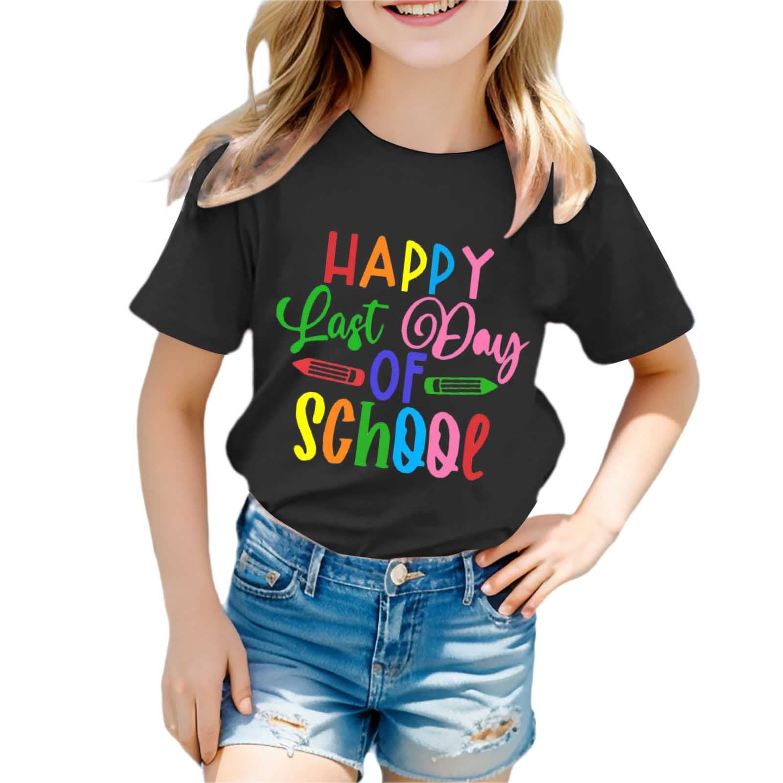 Big Girls Summer T Shirts Printed Round Neck Short Sleeved Boys Casual ...