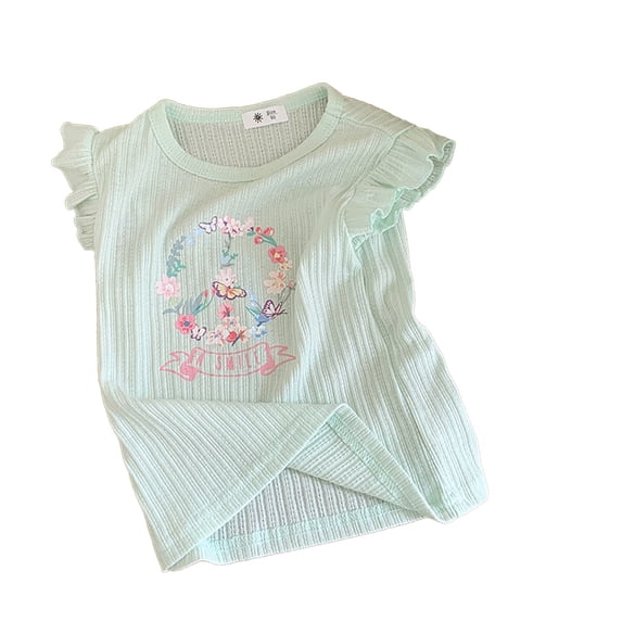 Big Girls Summer T Shirts Tops Short Sleeve With Flutter Sleeves Cute ...