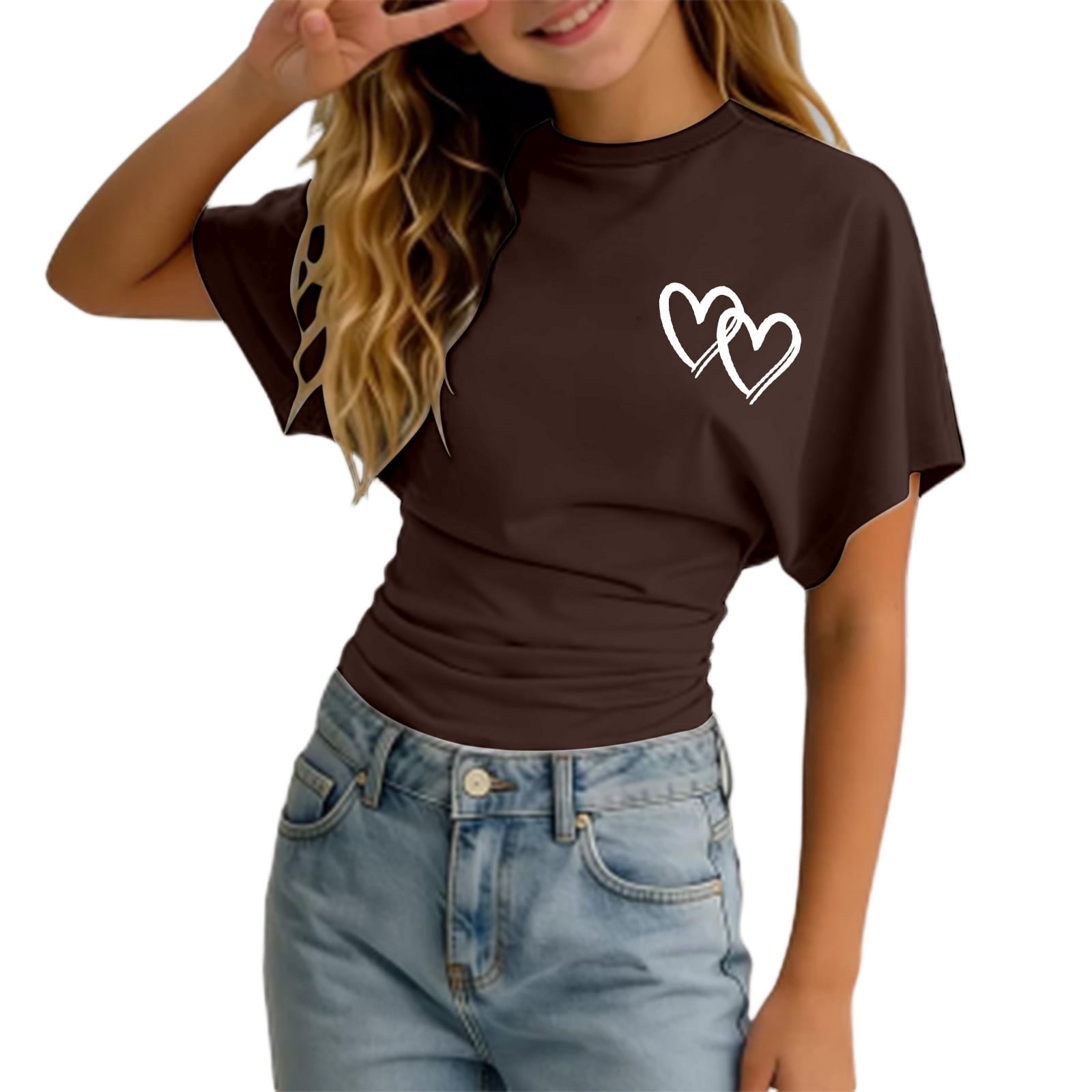 Big Girls Summer T Shirts Tops Stylish Graphic Print Casual With Waist ...