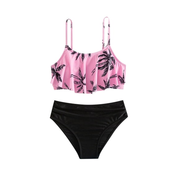 Big Girls Swim Suits Coconut Tree Print 2 Piece Cute Bikini Summer ...