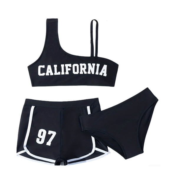 Big Girls Swimsuits Three Piece High Waist Bikini With Cover Up Summer ...
