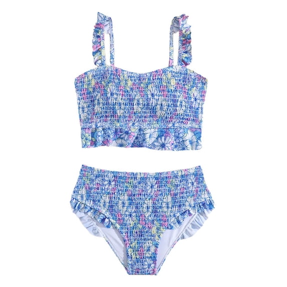 Big Girls' Swimsuits Two Piece Bikini Sets Ruffled Split Summer Beach ...